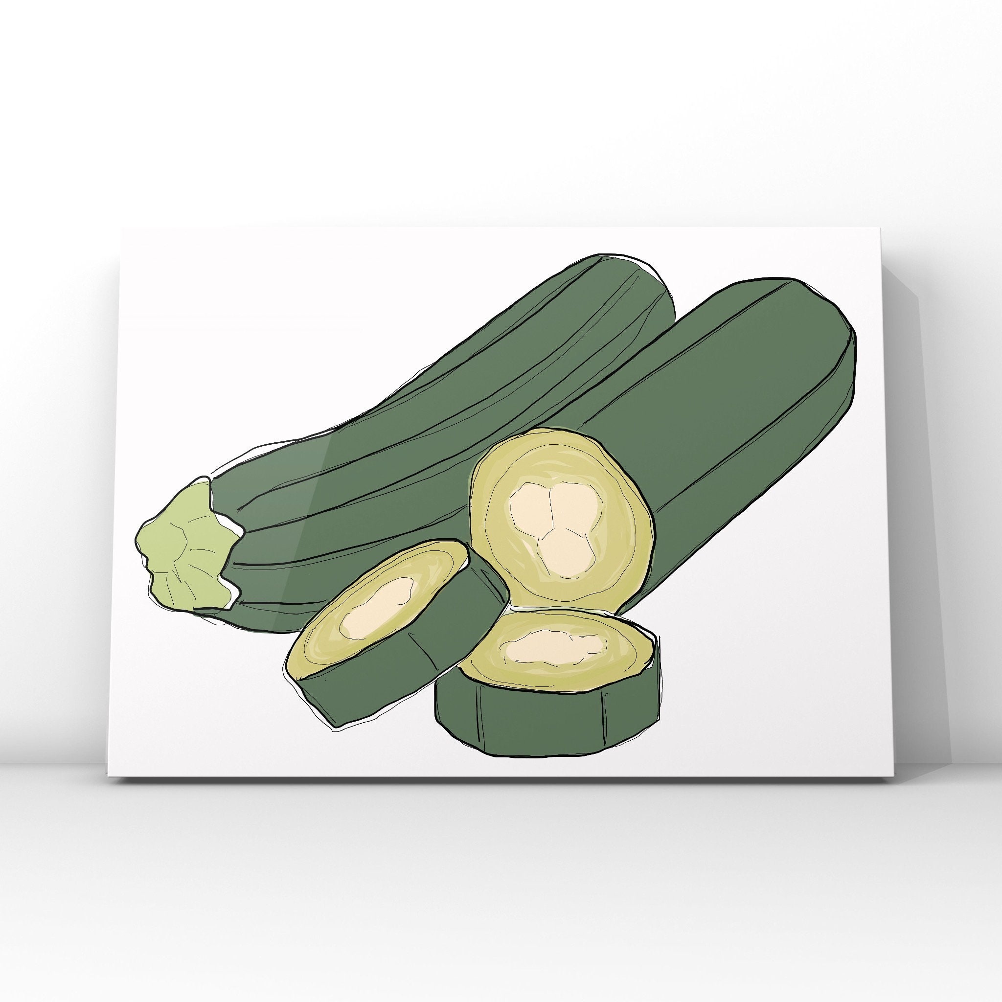 Courgette Print, Green Kitchen Wall Art Vegetable Poster PRINTED WITH ...