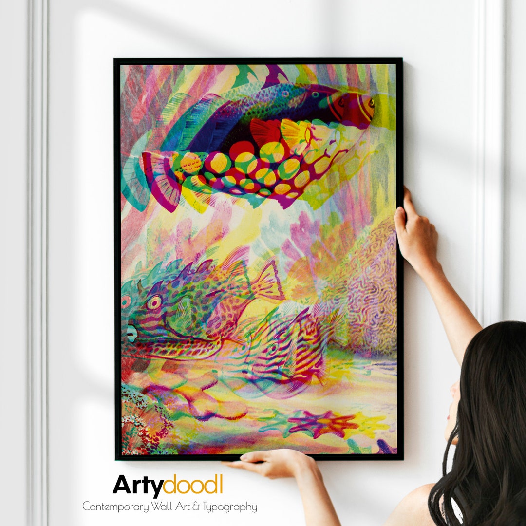 Tropical Fish Colourful Chromatic Shift Poster Print PRINTED WITH FRAME ...