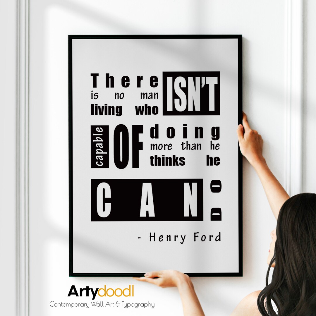 Henry Ford Quote Print, Typography Wall Decor, Motivational Home Office ...