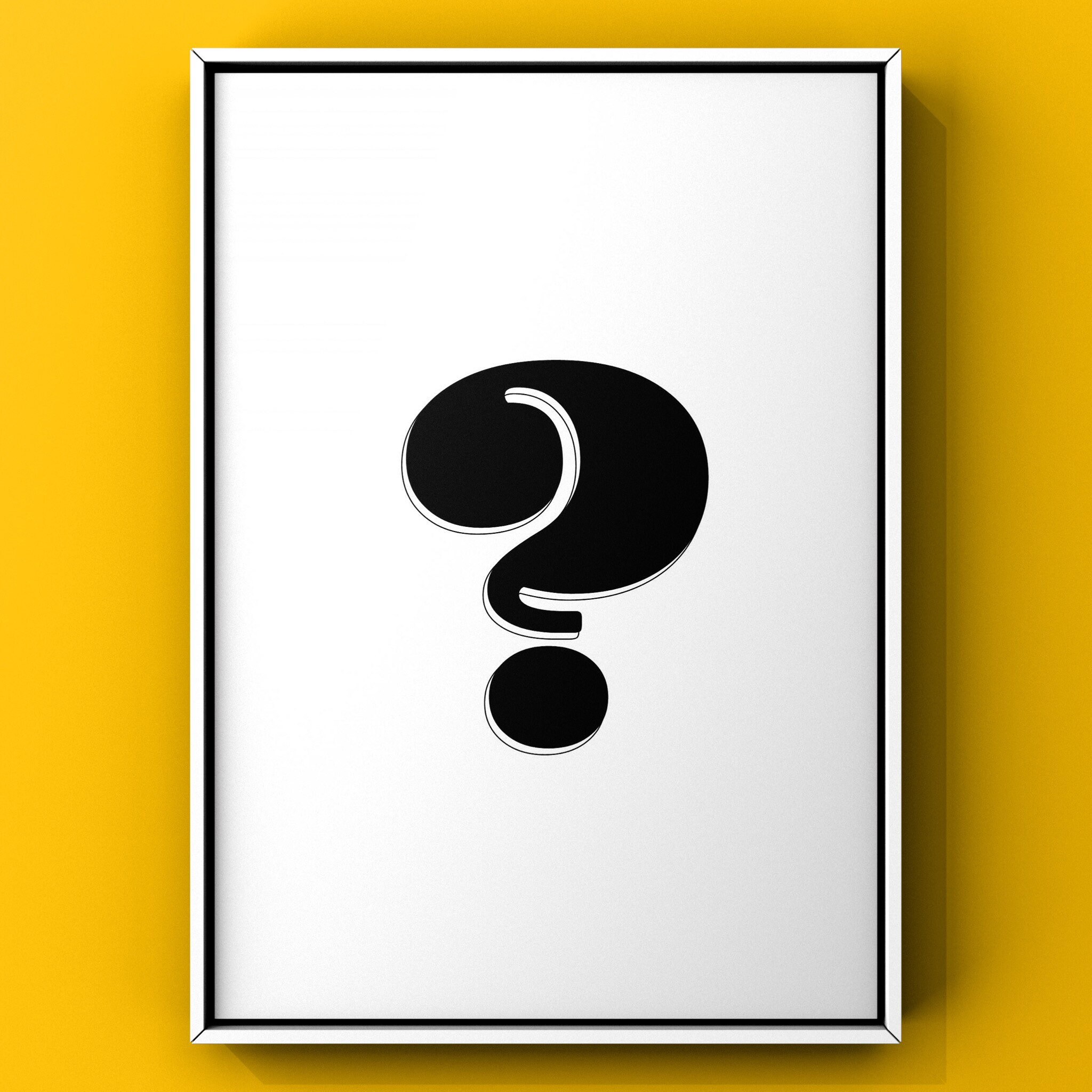 Question Mark Print Punctuation Mark Sign Poster Black and - Etsy