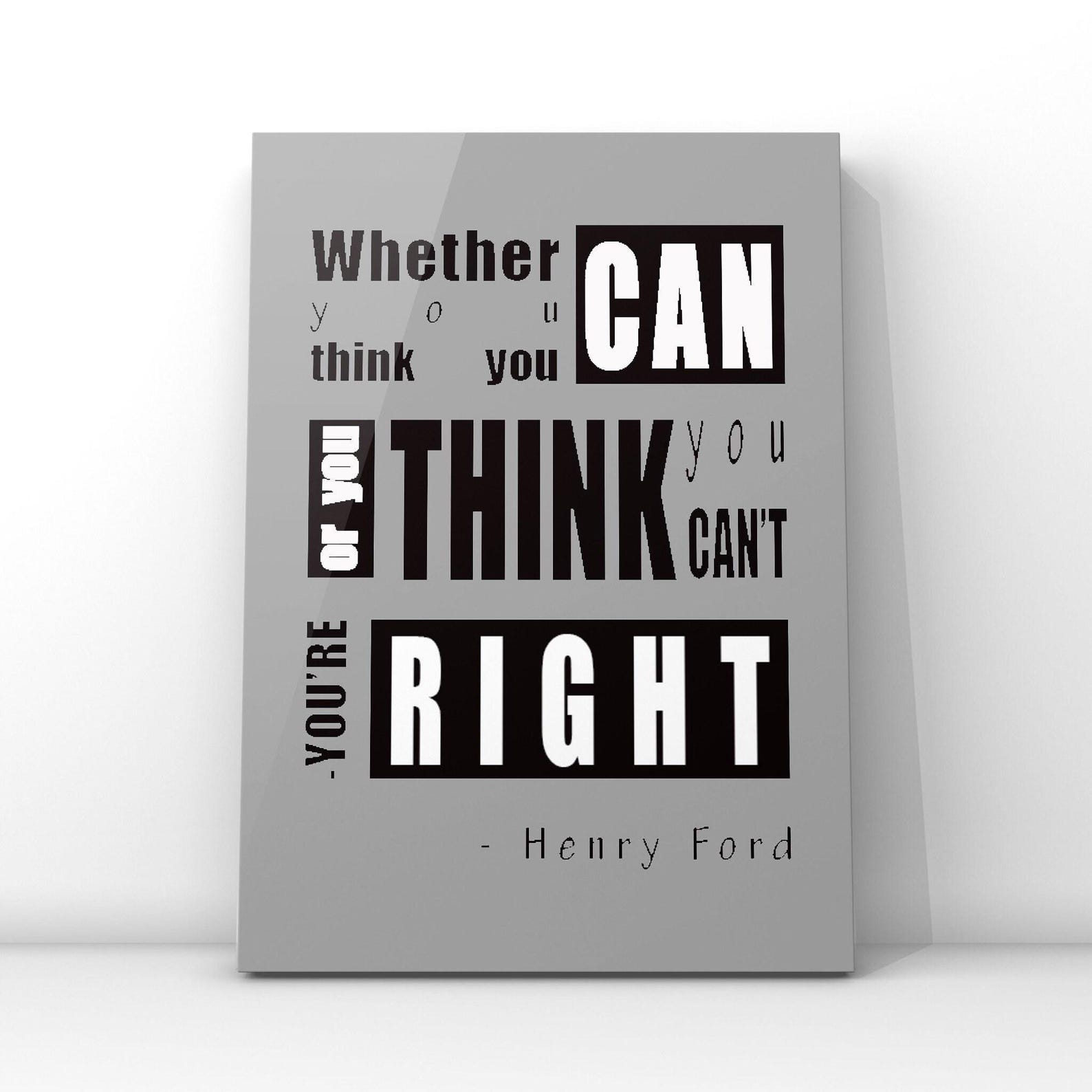 Grey Henry Ford Quote Print, Grey Typography Wall Decor, Grey ...