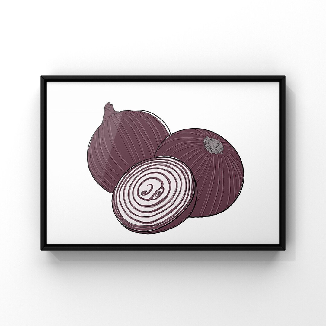 Onions Print Illustration, Vegetable Wall Art Poster, Kitchen Wall ...