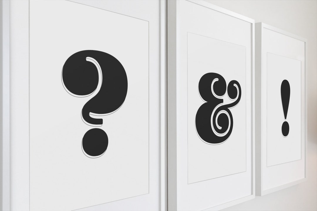 Punctuation Marks Printable Set of 3, DIGITAL DOWNLOAD FILE, Black and ...