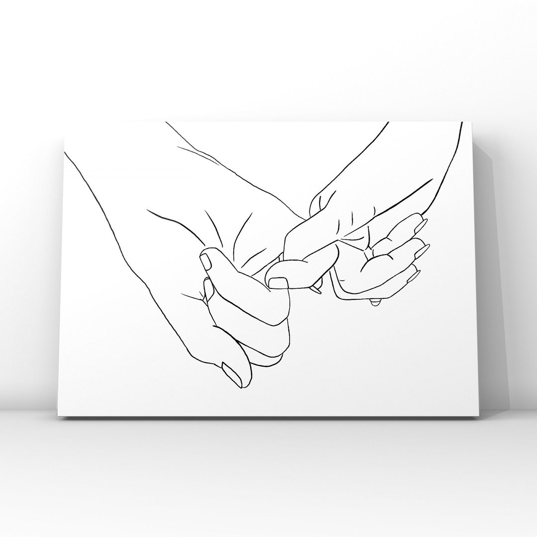 Pinky Link Holding Hands Line Art Poster Print, Little Fingers Linking ...