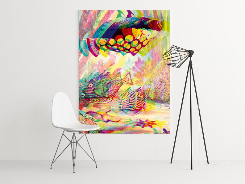 Tropical Fish Colourful Chromatic Shift Poster Print PRINTED WITH FRAME ...