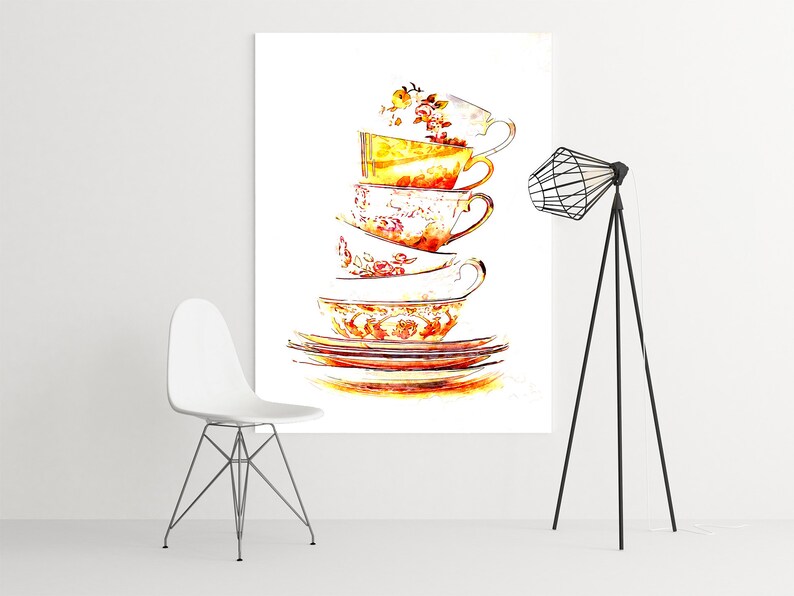 Colourful Orange and Pink Kitchen Wall Art Print Simple Vibrant ...