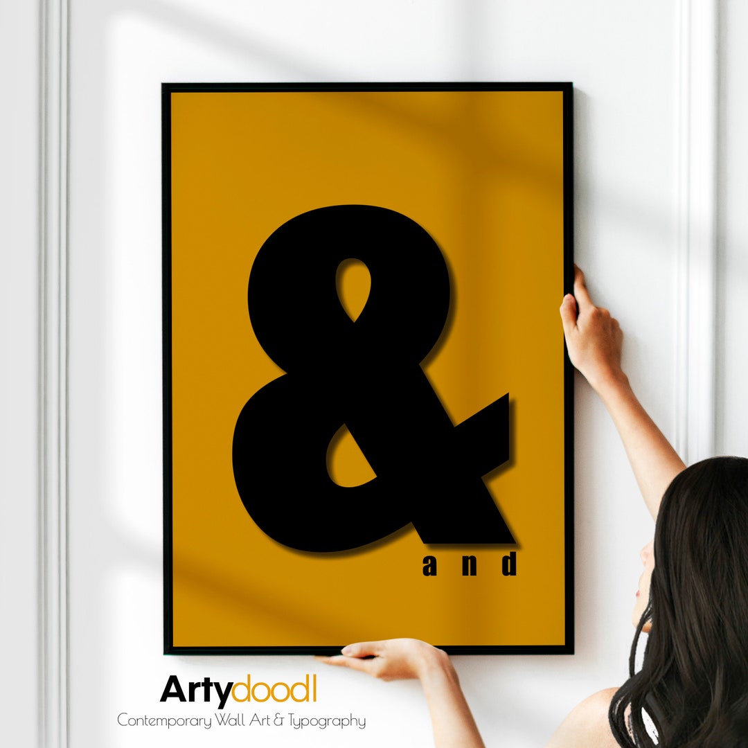 Yellow Ampersand Sign Print, and Sign Wall Art Print, Home Office Decor ...