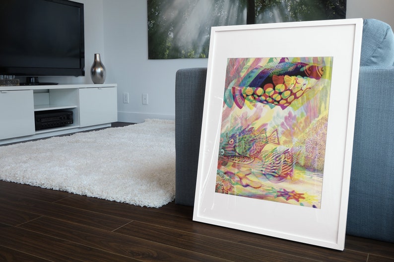 Tropical Fish Colourful Chromatic Shift Poster Print PRINTED WITH FRAME ...