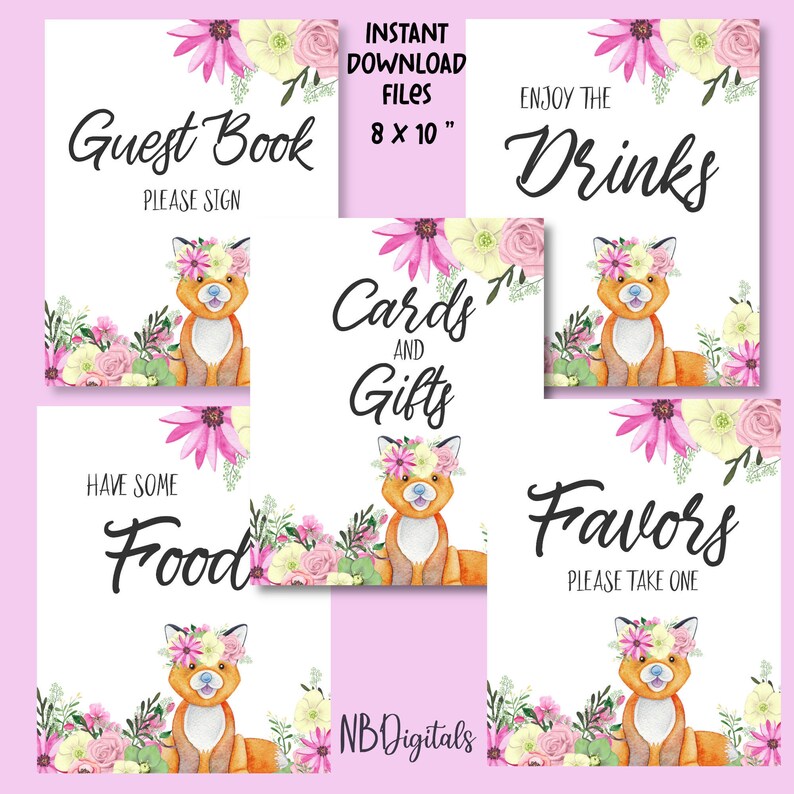 Fox Favors Sign Baby Shower Signs Fox Baby Shower Decor - Etsy
