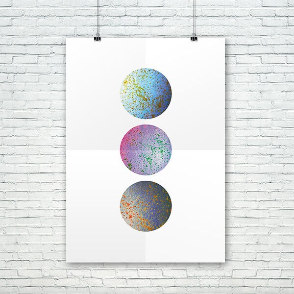 Printable Planet Art,, Three Planets Print, Colorful Circles, Abstract ...