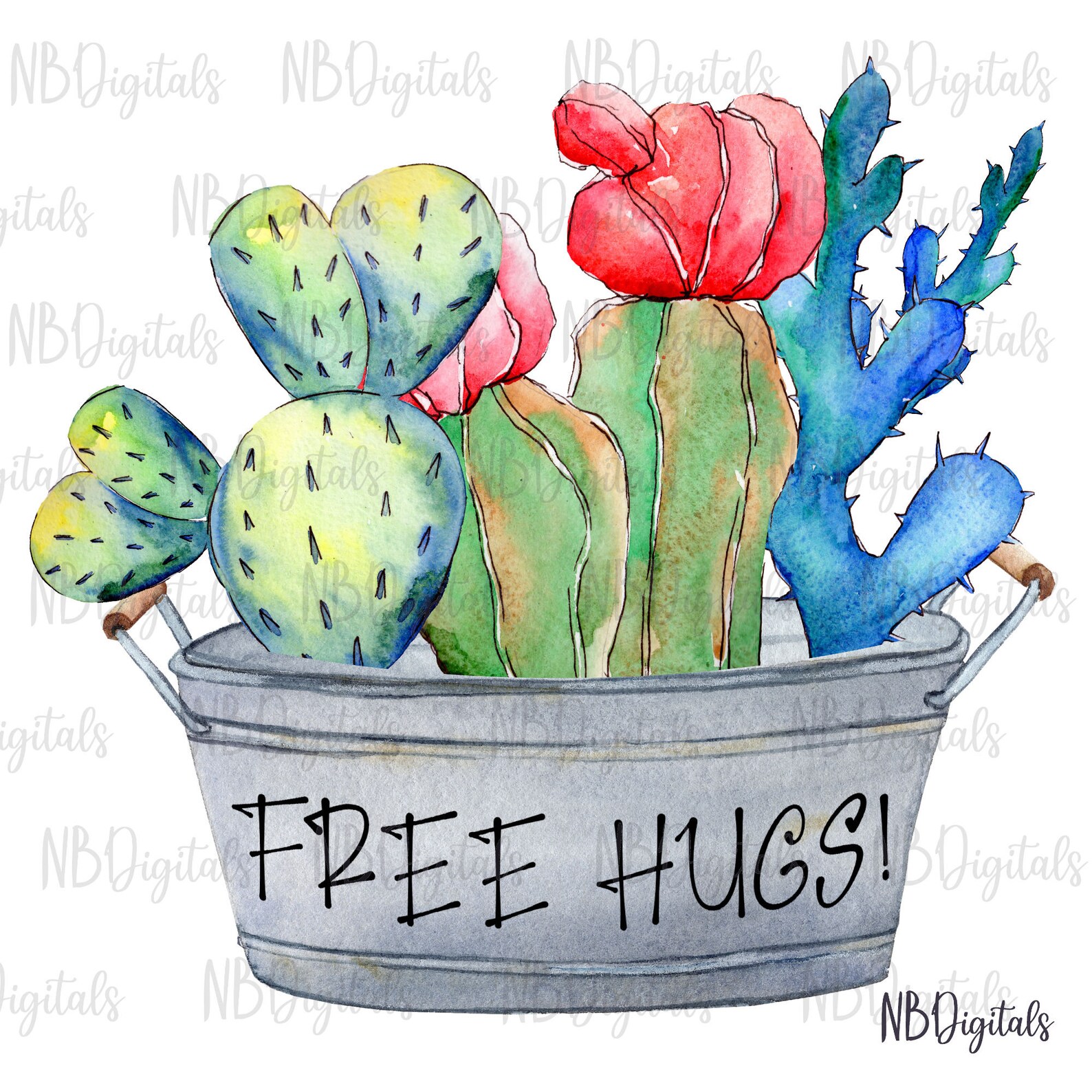 Free Hugs Funny Cactus Png, Watercolor Cactus Sublimation, Cacti Design ...