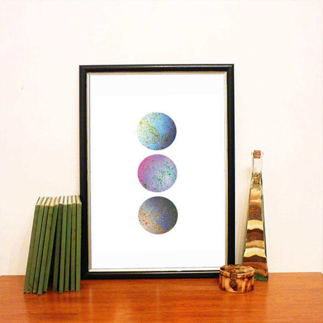 Printable Planet Art,, Three Planets Print, Colorful Circles, Abstract ...