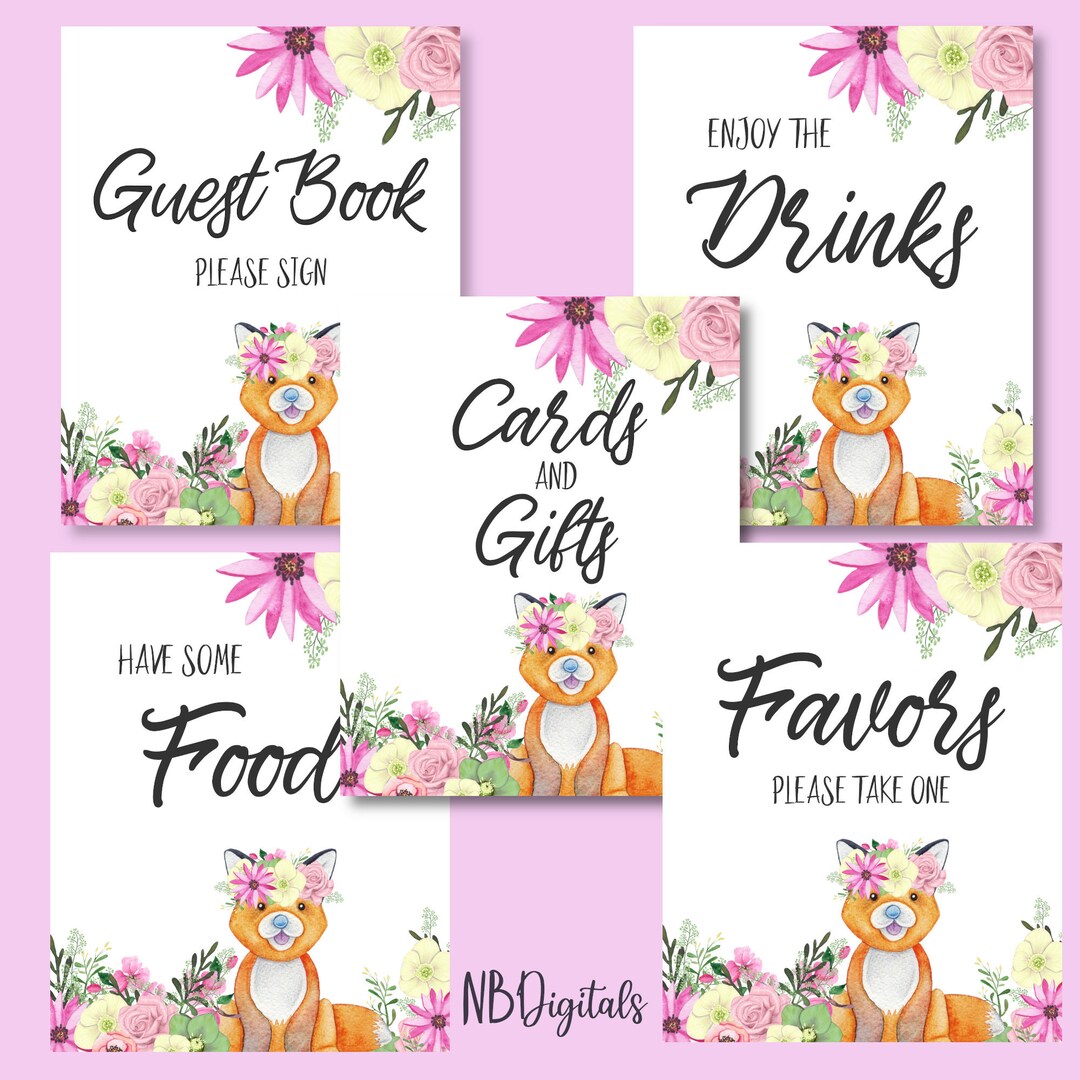 Baby Shower Signs, Fox Baby Shower Decor, Table Signs Package, Woodland ...