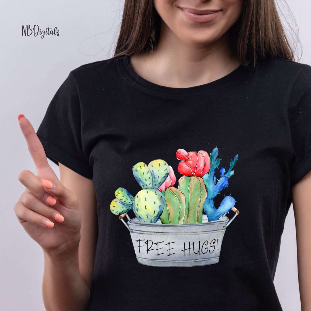 Free Hugs Funny Cactus Png, Watercolor Cactus Sublimation, Cacti Design ...