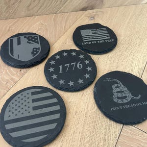 Engraved Slate Coasters Set of 5 Patriotic American Flag Soldier ...