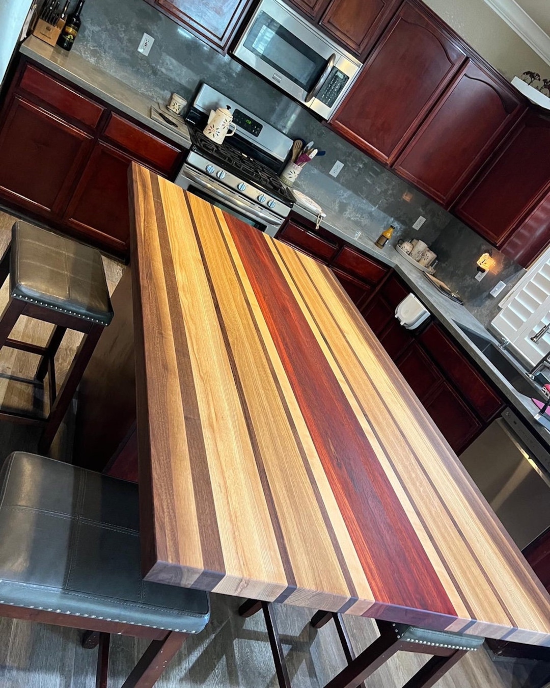 Custom Butcher Block Kitchen Island Exotic Hardwoods, Home and Kitchen ...
