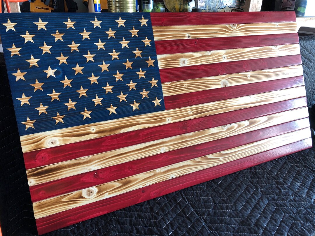 Rustic Wood American Flag Large Wood Sign Handmade Wall Hanging Vintage ...