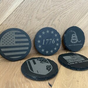 Engraved Slate Coasters Set of 5 Patriotic American Flag Soldier ...