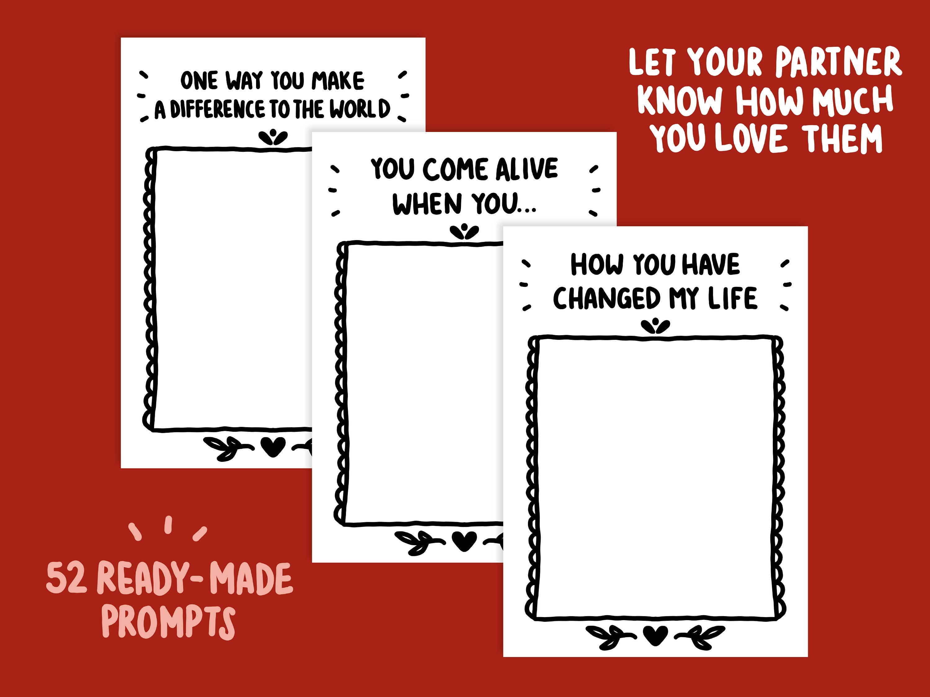 52 Things I Love About You Printable Gift Romantic Valentines Day for ...