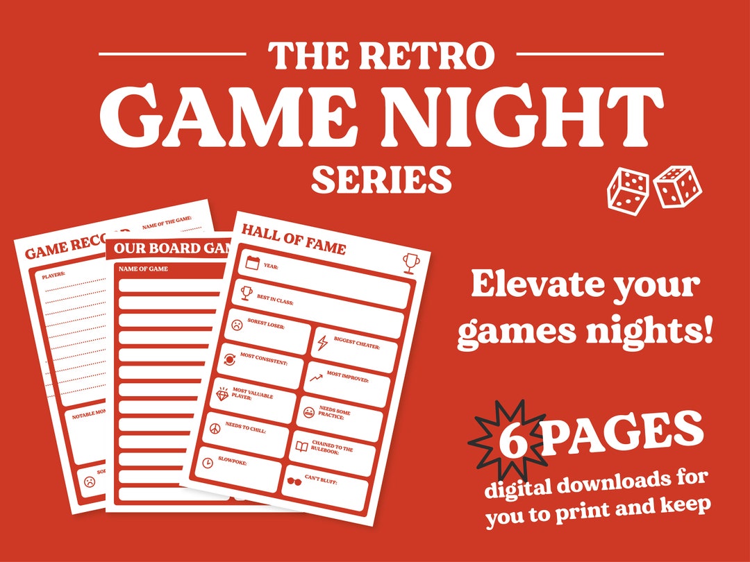 Trendy Retro Game Night Score Cards, Wishlist, Hall of Fame, Millenial ...