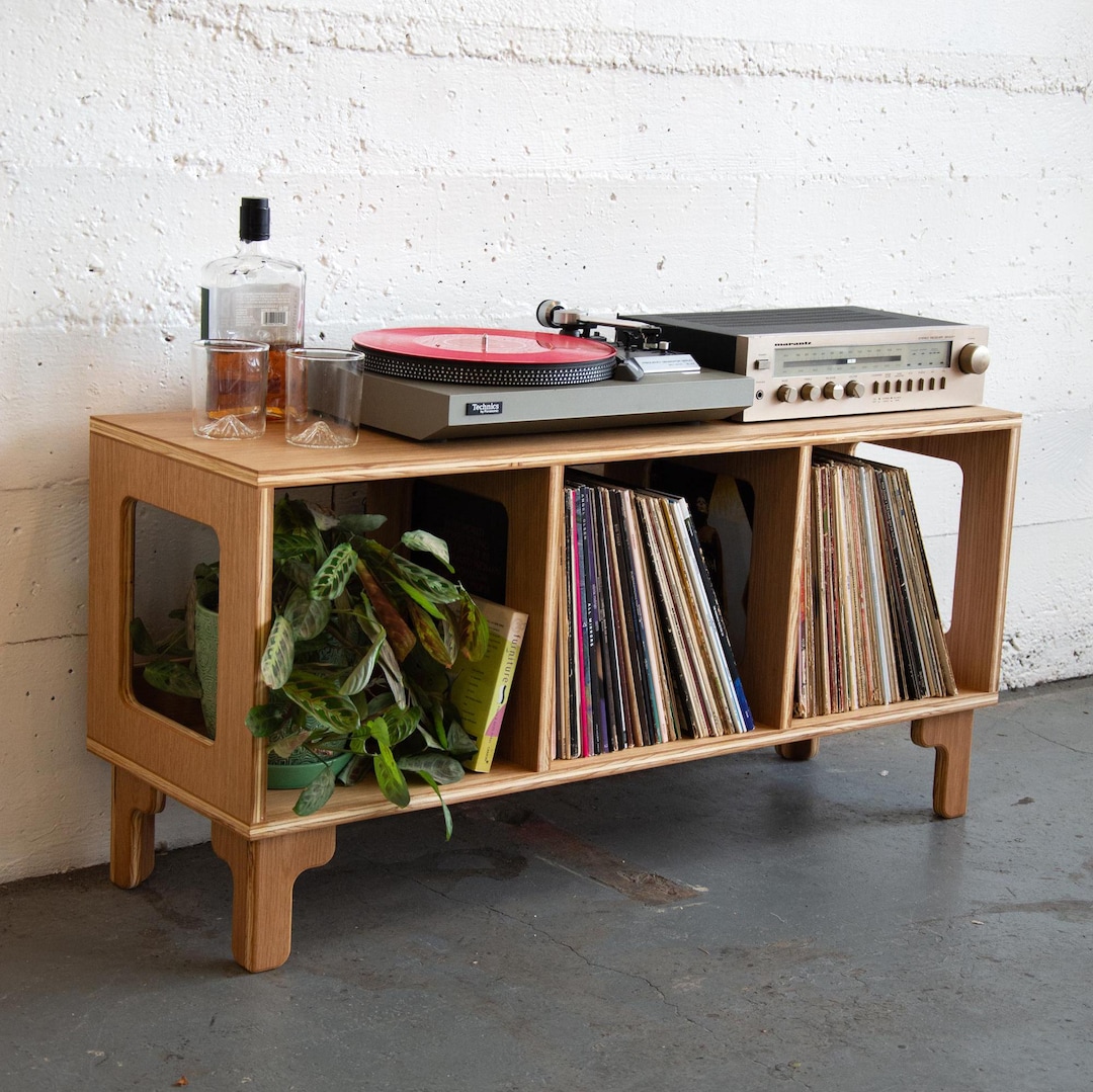 The "b-side" WHITE OAK Vinyl Record Storage Console - Etsy