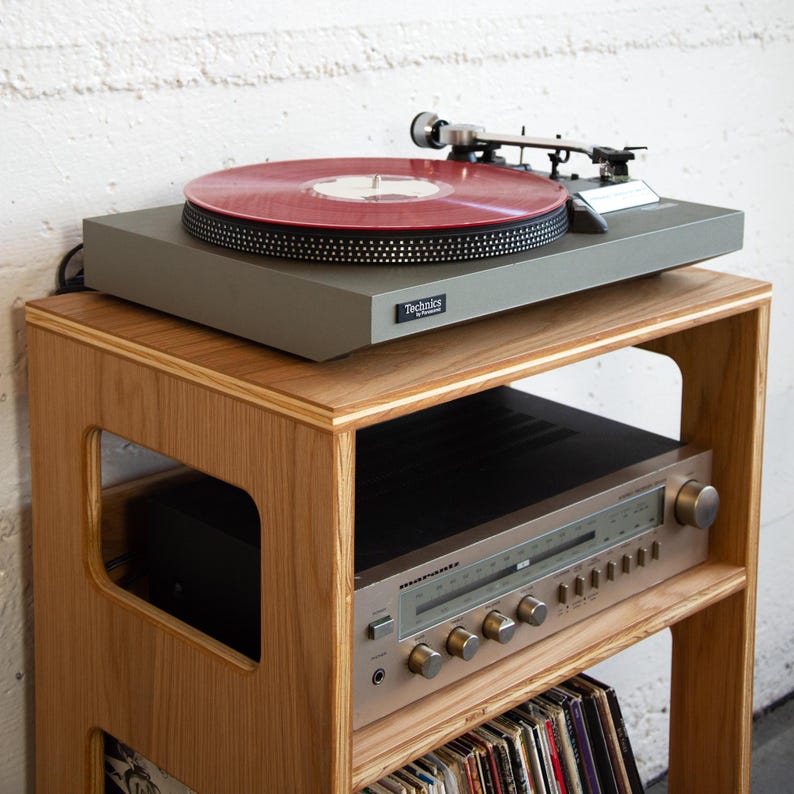 The "encore" WHITE OAK Vinyl Record Turntable Cabinet - Etsy