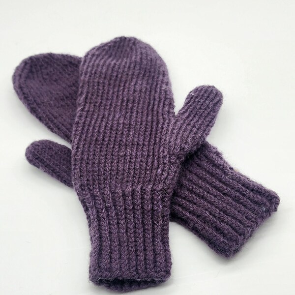 Purple Knit Mittens - Etsy