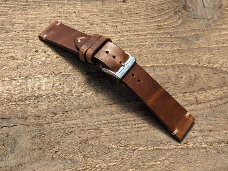 Horween Chromexcel Natural Leather Watch Strap Handmade 18mm 19mm 20mm ...