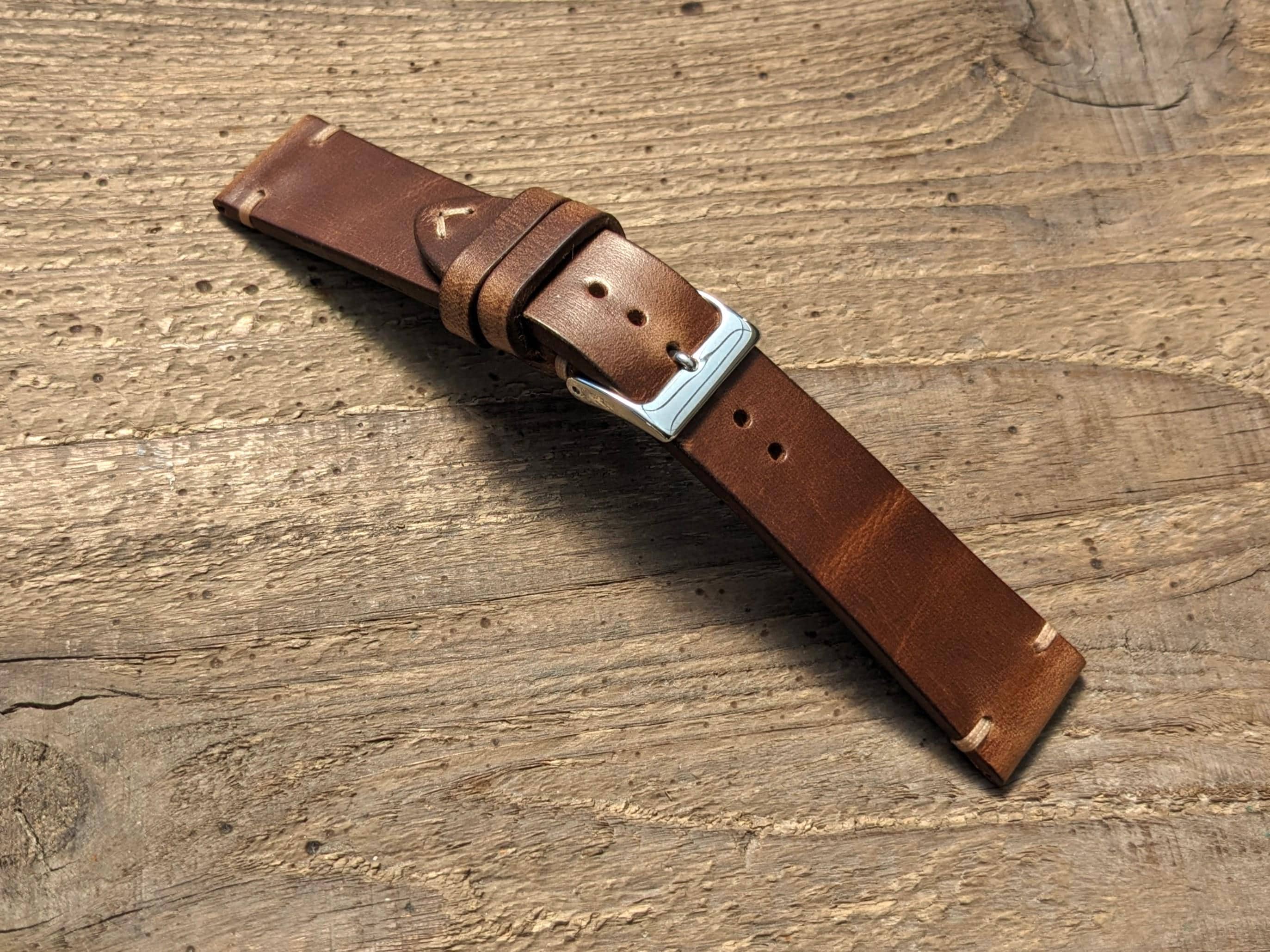 Horween Chromexcel Natural Leather Watch Strap Handmade 18mm 19mm 20mm ...