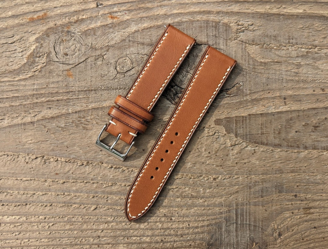 Novonappa Gold Leather Watch Strap | Custom Handmade Band 18mm, 19mm ...