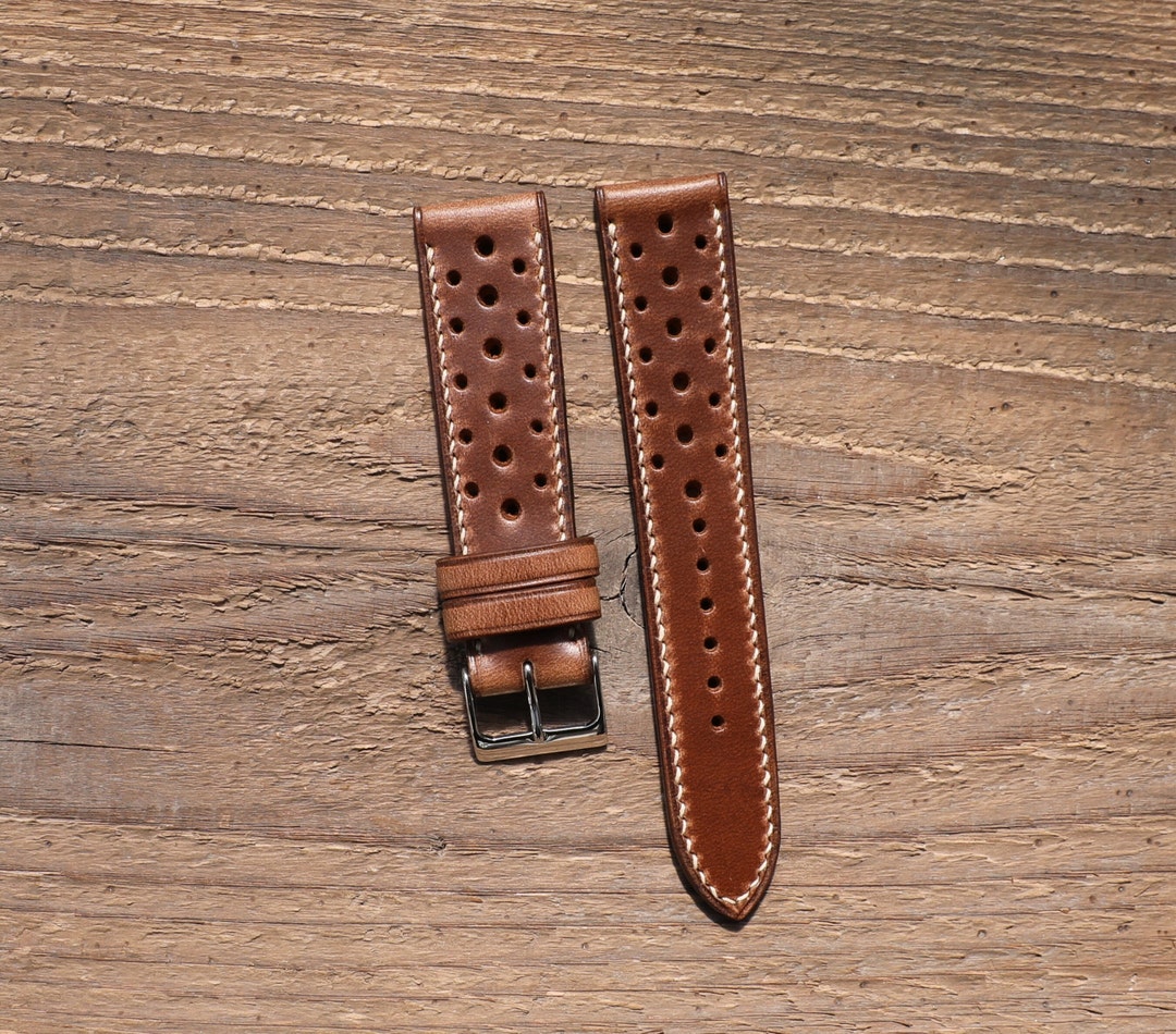 Horween Chromexcel Natural Leather Watch Strap Rally Full Stitch ...