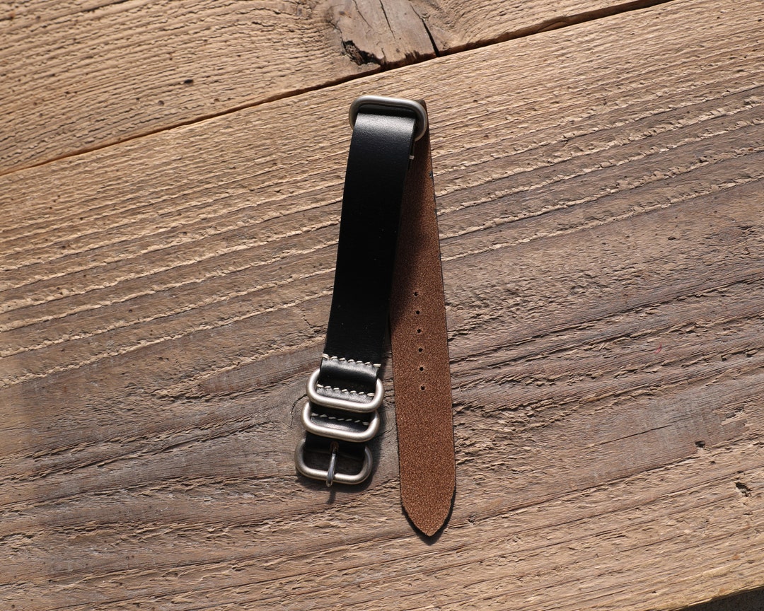 Horween Chromexcel Black Leather Nato Watch Strap Nato Strap Handmade ...
