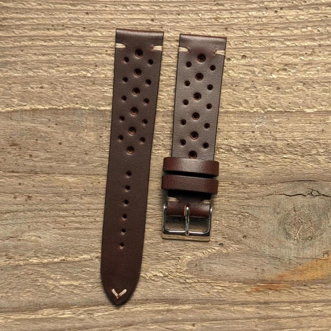 Horween Chromexcel Brown Rally Leather Watch Strap Handmade 18mm 19mm ...