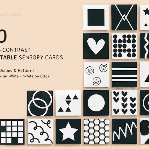 42 Printable Sensory Flashcards High-contrast Newborn Cards - Etsy