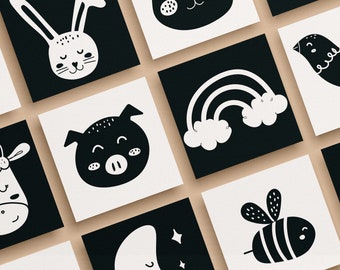 106 High Contrast Baby Cards Bundle Printable Montessori Black and ...