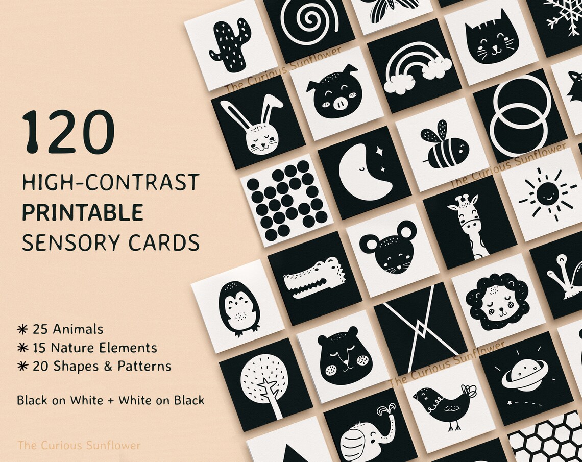 120 High Contrast Baby Cards Bundle Printable Montessori - Etsy