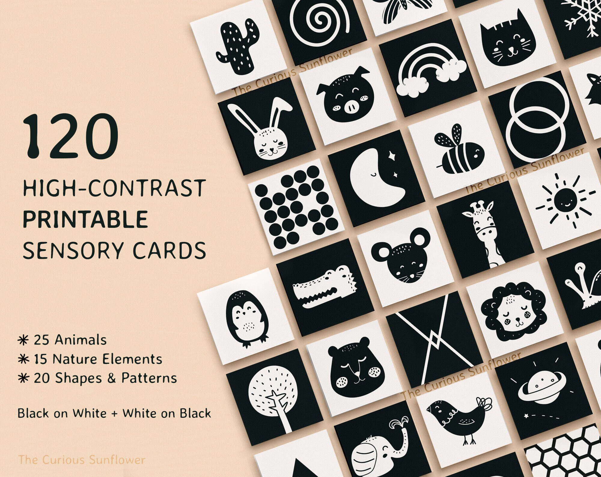 120 High Contrast Baby Cards Bundle Printable Montessori - Etsy
