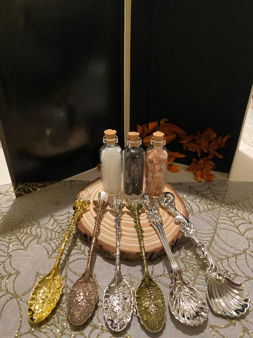 Mini Altar Spoon Set: Black, Pink Himalayan & Sea Salt - Witch Spells ...