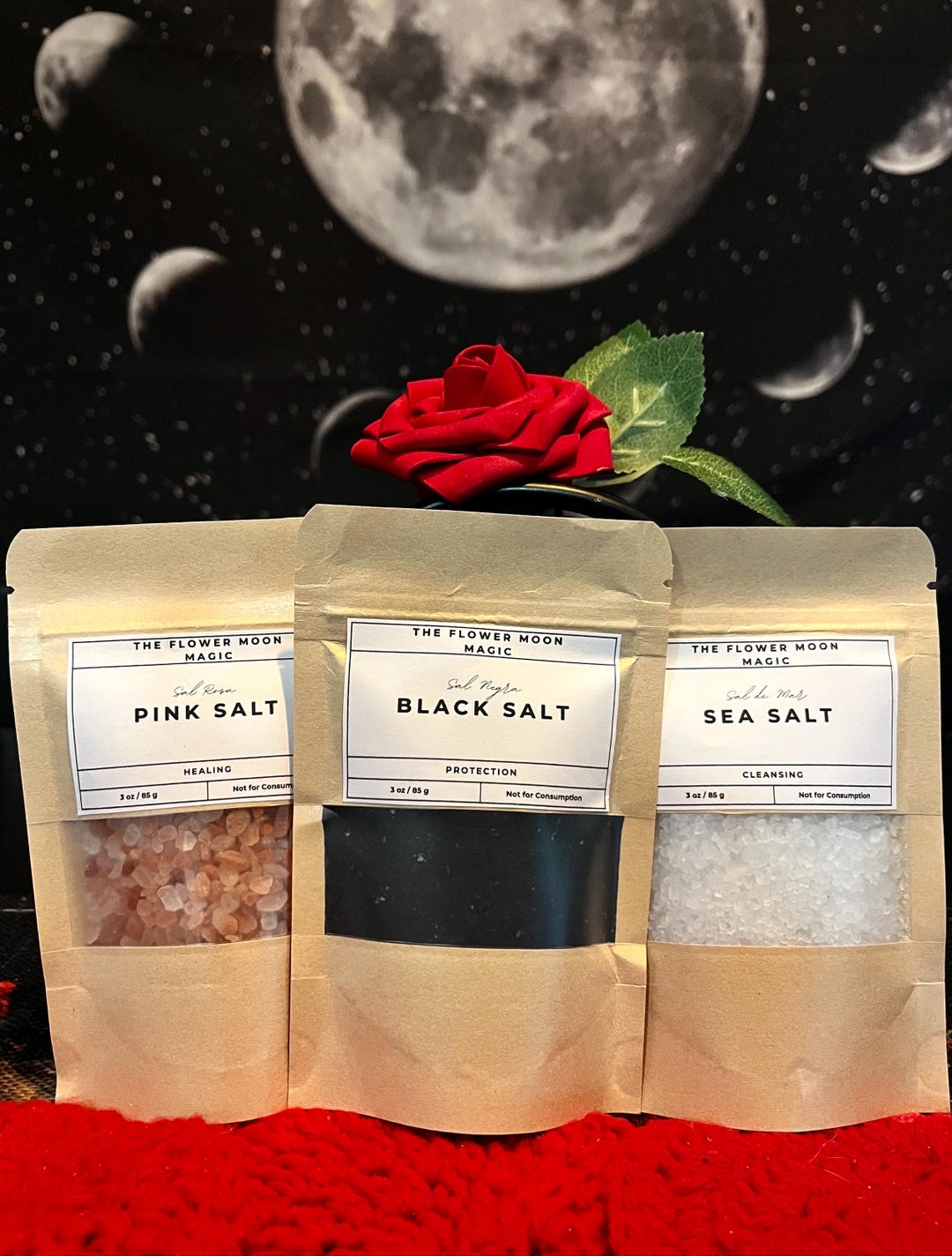 Witch Salt Set: Black, Pink Himalayan & Sea Salt - Cleansing ...