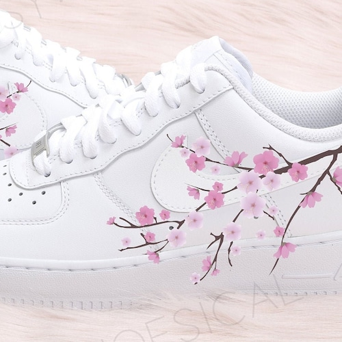 Pink Cherry Blossom Custom Air Force 1 Sneakers. Floral Shoes - Etsy