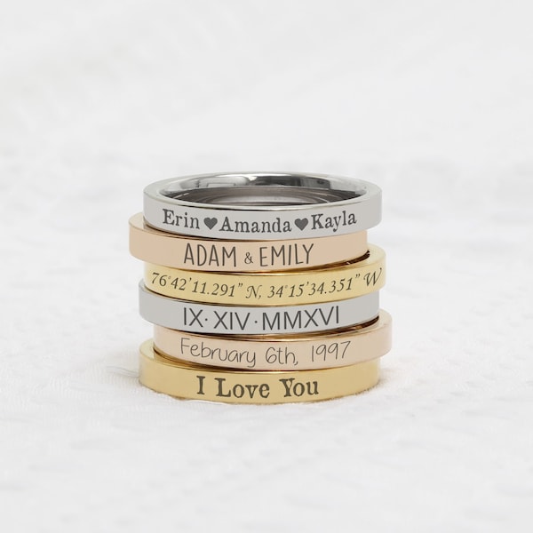 Stackable Name Rings - Etsy