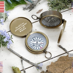 Engraved Nautical Compass, Personalized Compass, Mens Gift, Groomsmen ...