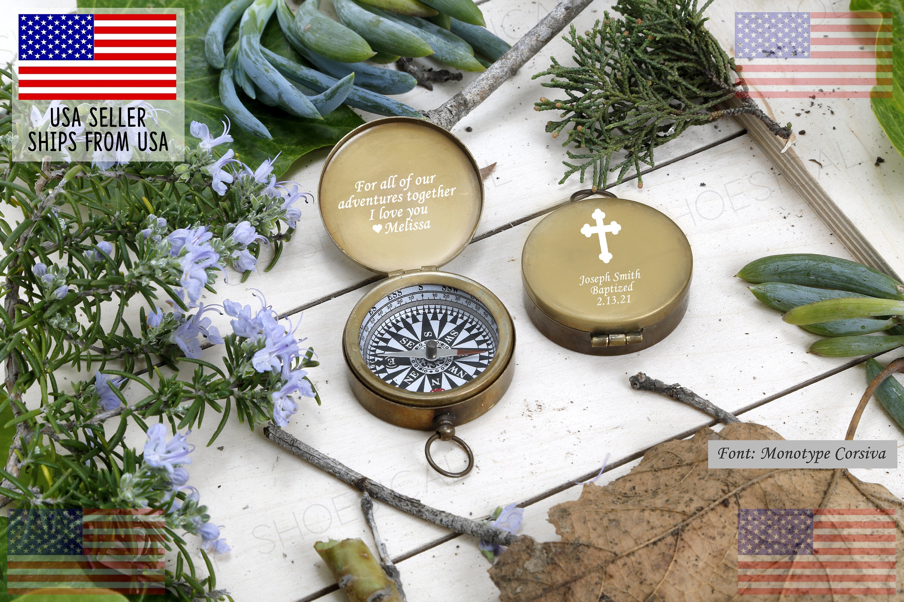 Engraved Nautical Compass Personalized Compass Mens Gift | Etsy