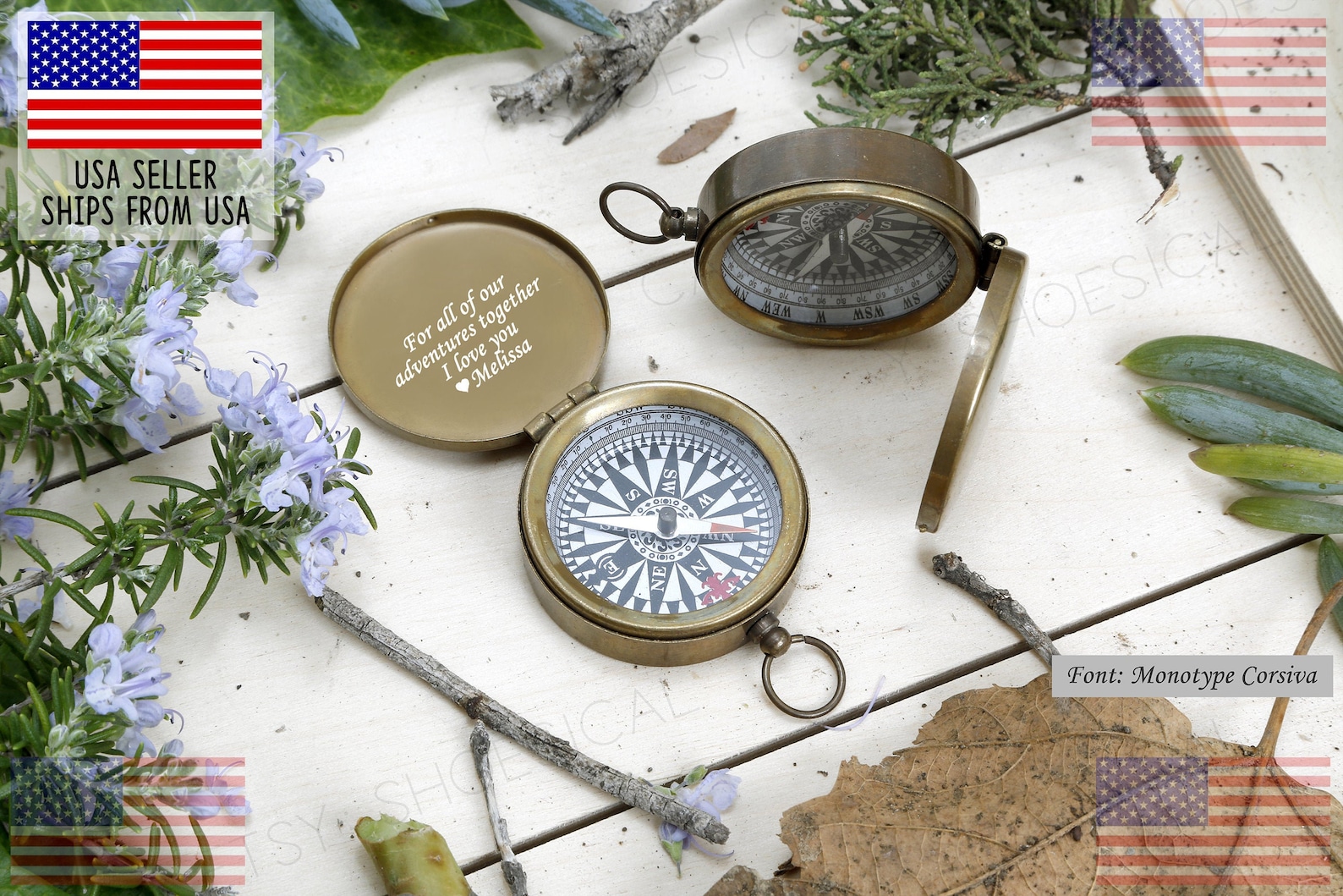 Engraved Nautical Compass Personalized Compass Mens Gift | Etsy