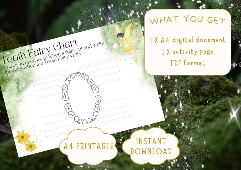 Printable Tooth Fairy Chart * Magical Tooth Loss Record for Kids ...