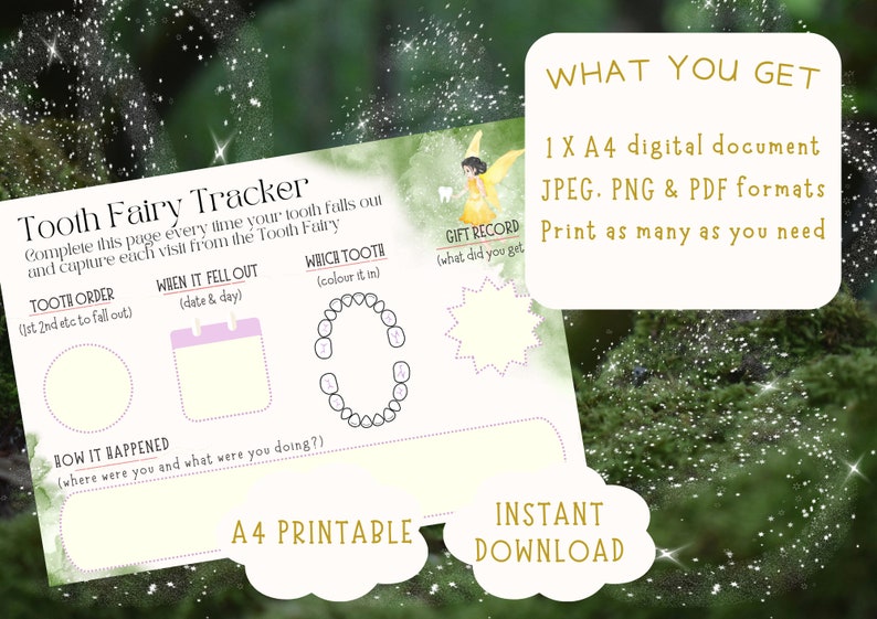 Printable Tooth Fairy Tracker * Magical Tooth Loss Record for Kids ...