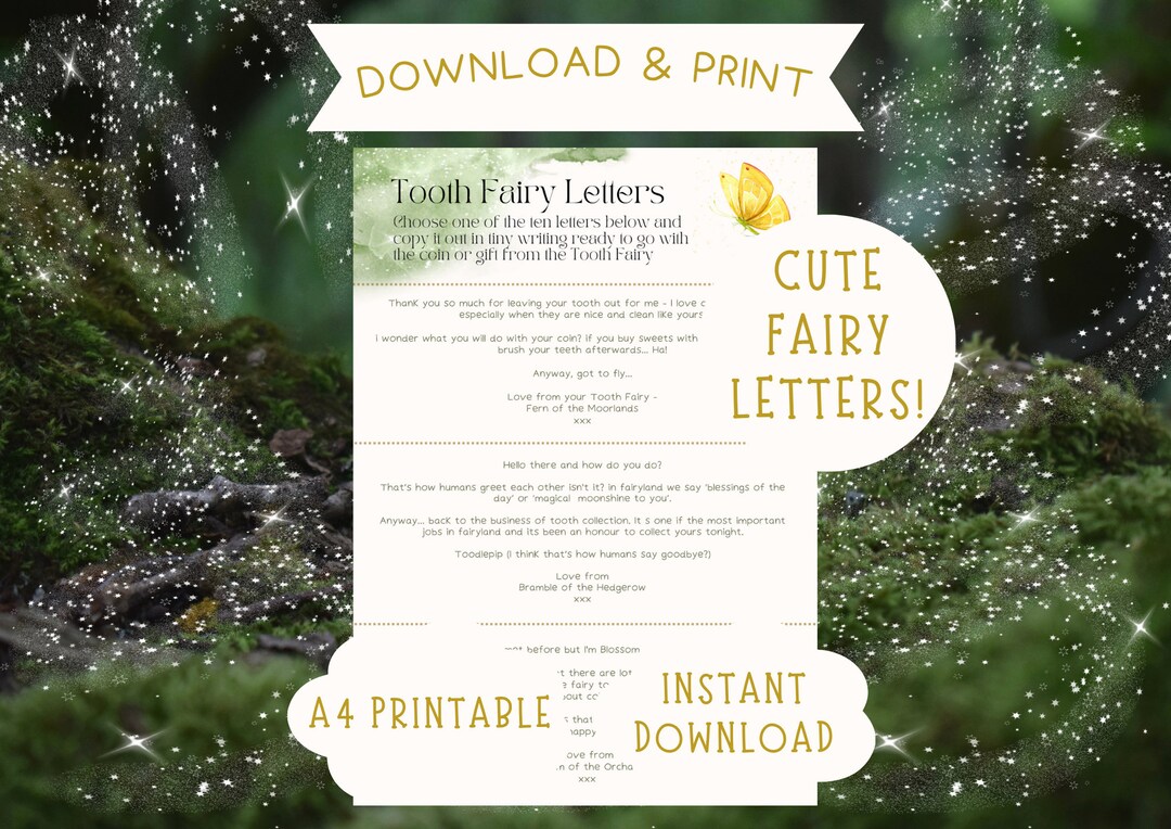 Tooth Fairy Letters Cheat Sheet * Printable * Fairyland * Fairycore ...