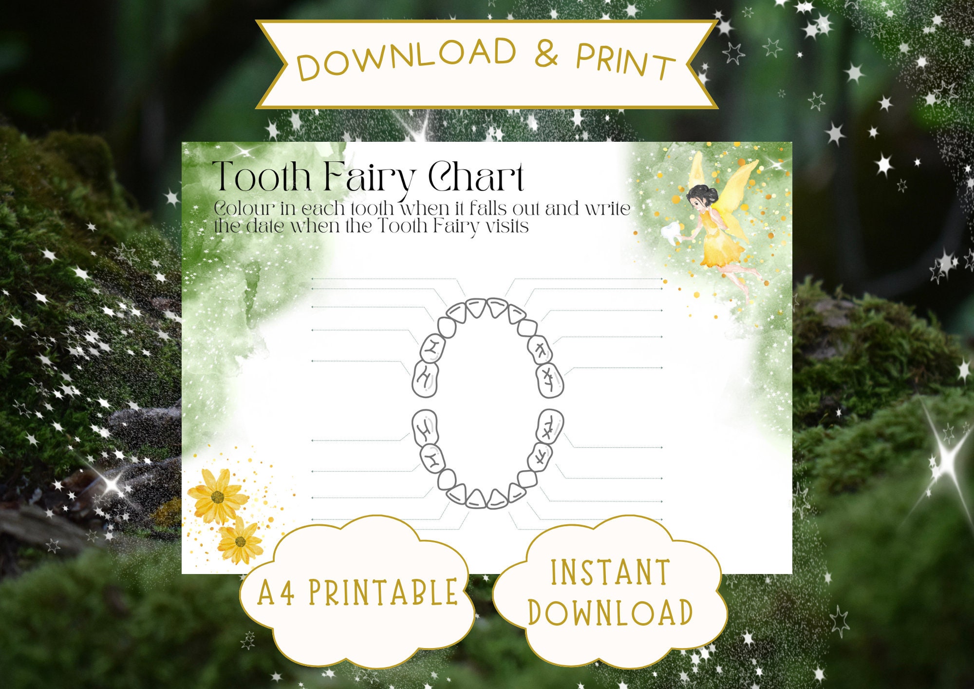 Printable Tooth Fairy Chart * Magical Tooth Loss Record for Kids ...