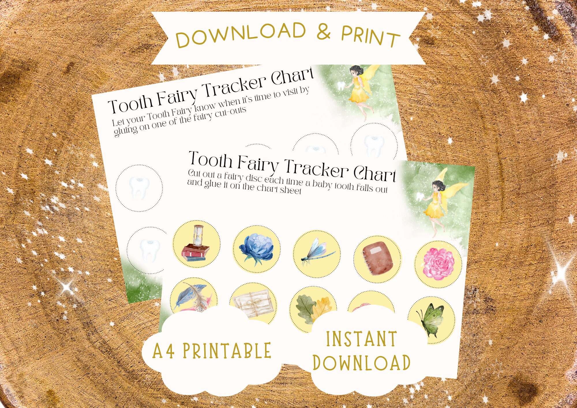 Tooth Fairy Tracker Chart Tooth Loss Record Printable Keepsake Girls ...