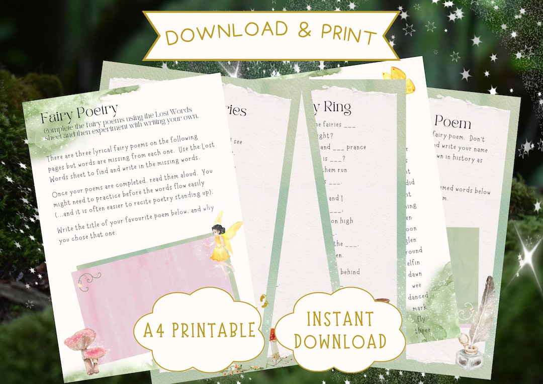 Fairy Poetry Activity * Magical Poems * Creative Printable - Etsy